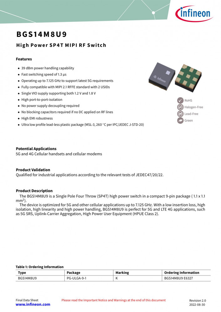 BGS14M8U9 datasheet page 1