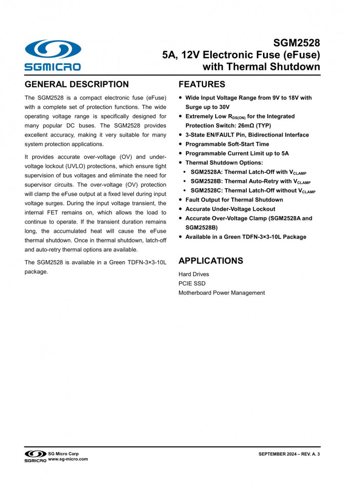 SGM2528B datasheet page 1