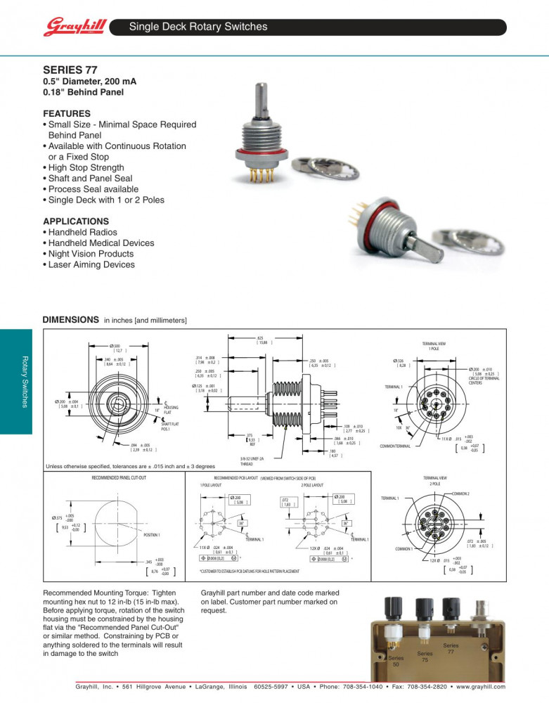 Grayhill Series 77 technical document page 1