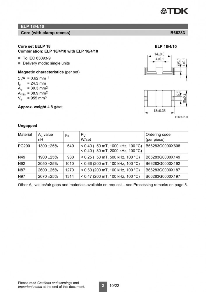 Ferrite cores and accessories document page 2