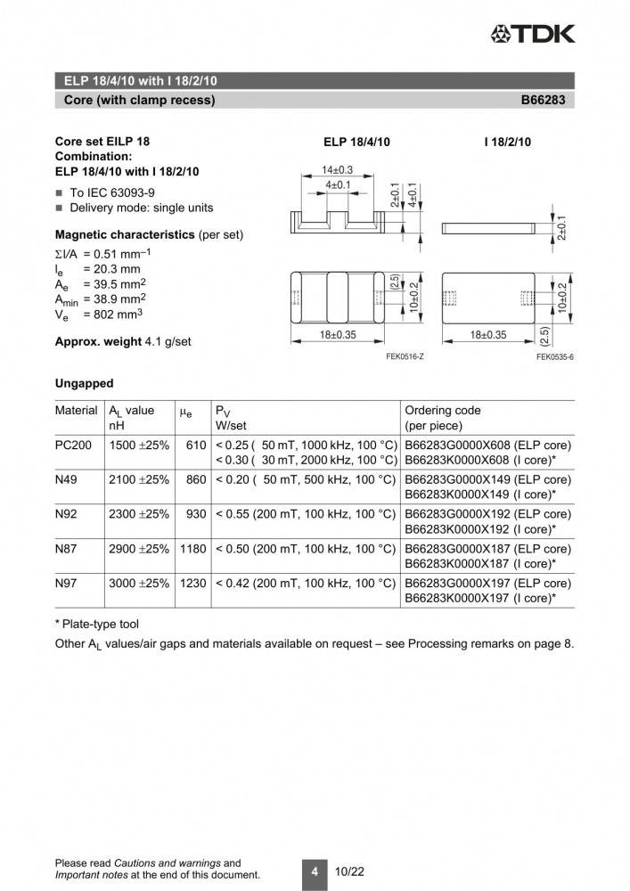 Ferrite cores and accessories document page 4