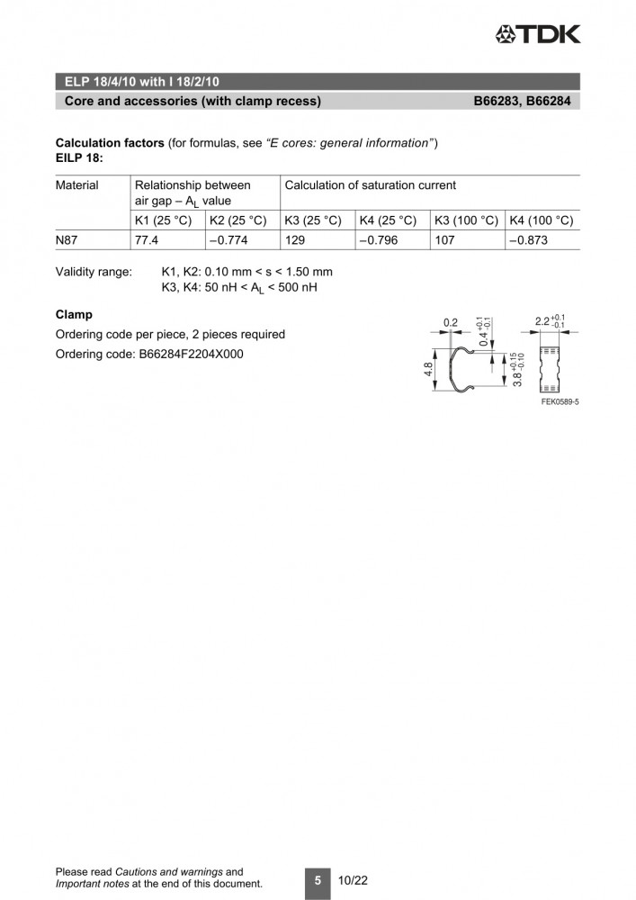 Ferrite cores and accessories document page 5
