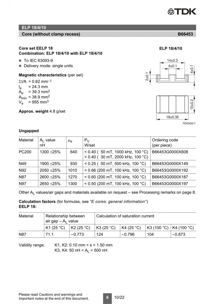 Ferrite cores and accessories document page 6