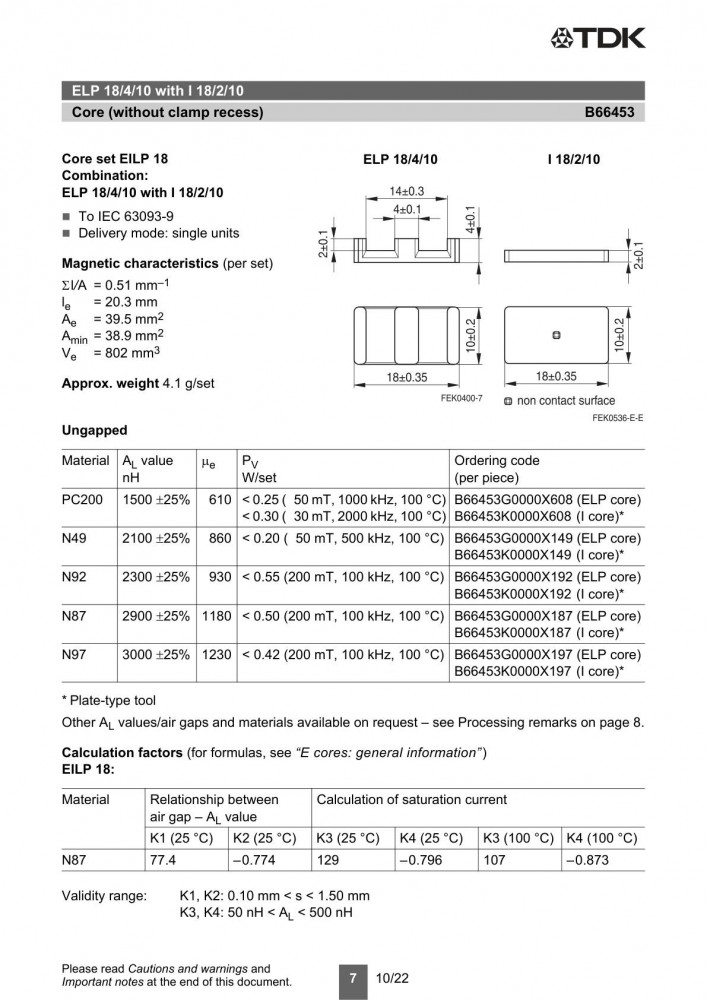 Ferrite cores and accessories document page 7