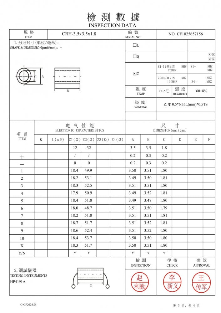 CRH-3.5x3.5x1.8 inspection data page 1