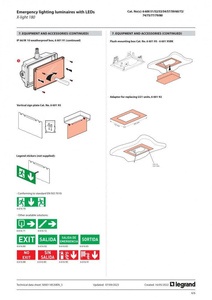 Legrand emergency luminaire technical document, page 6