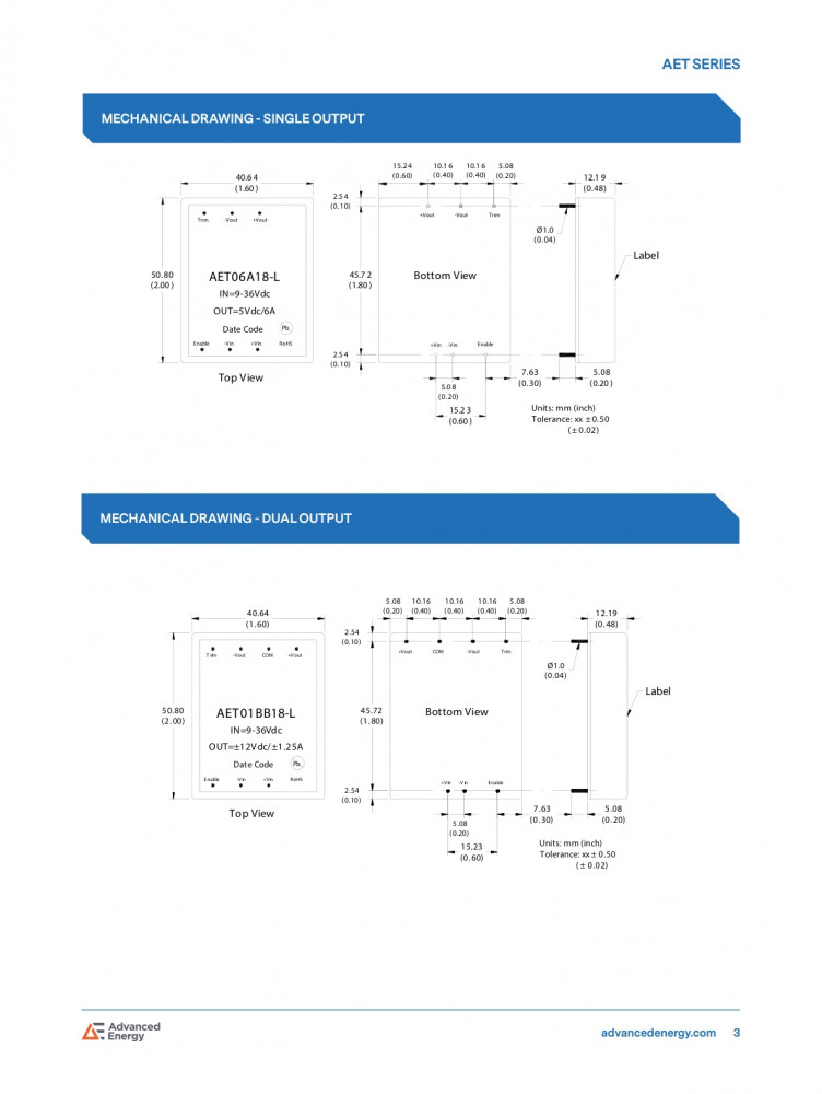 Artesyn AET series document preview, page 3