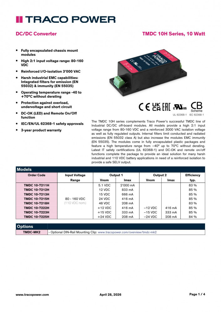 TMDC 10H datasheet page 1