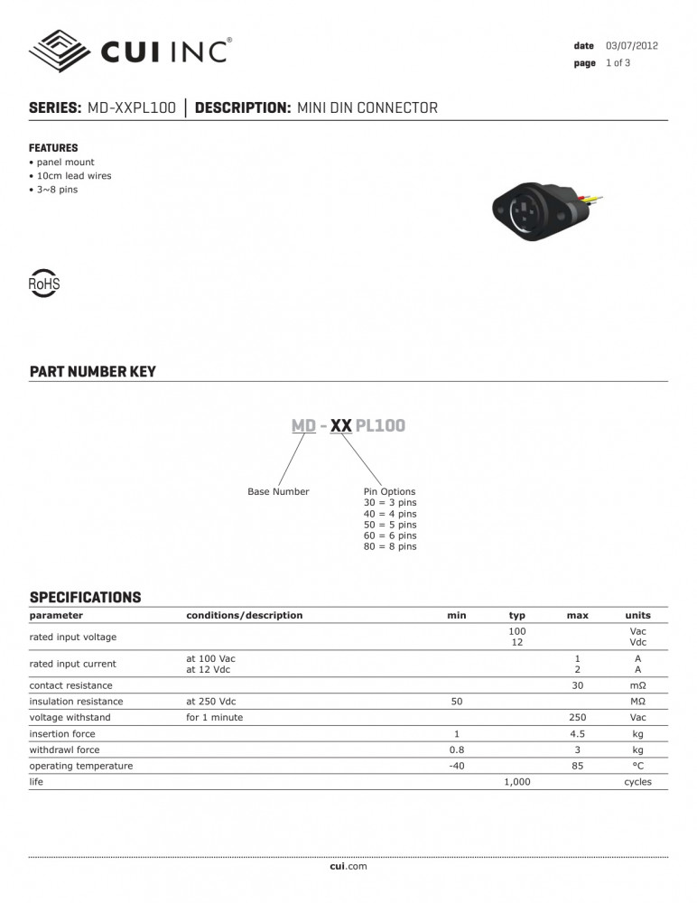 Adafruit 804 technical document page 1