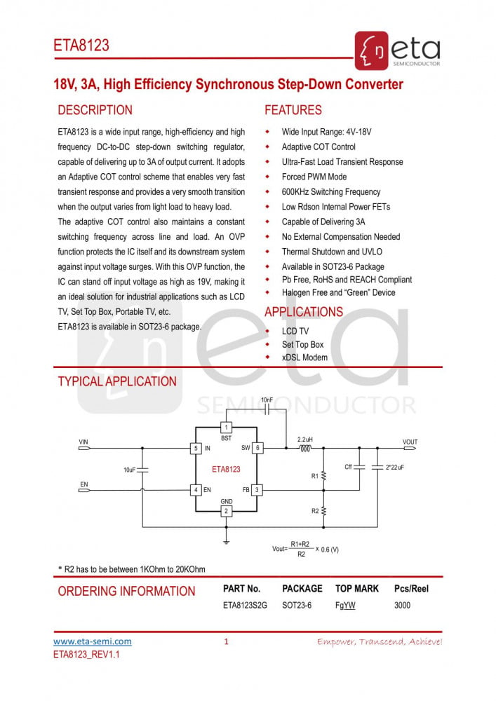 ETA8123S2G datasheet page 1