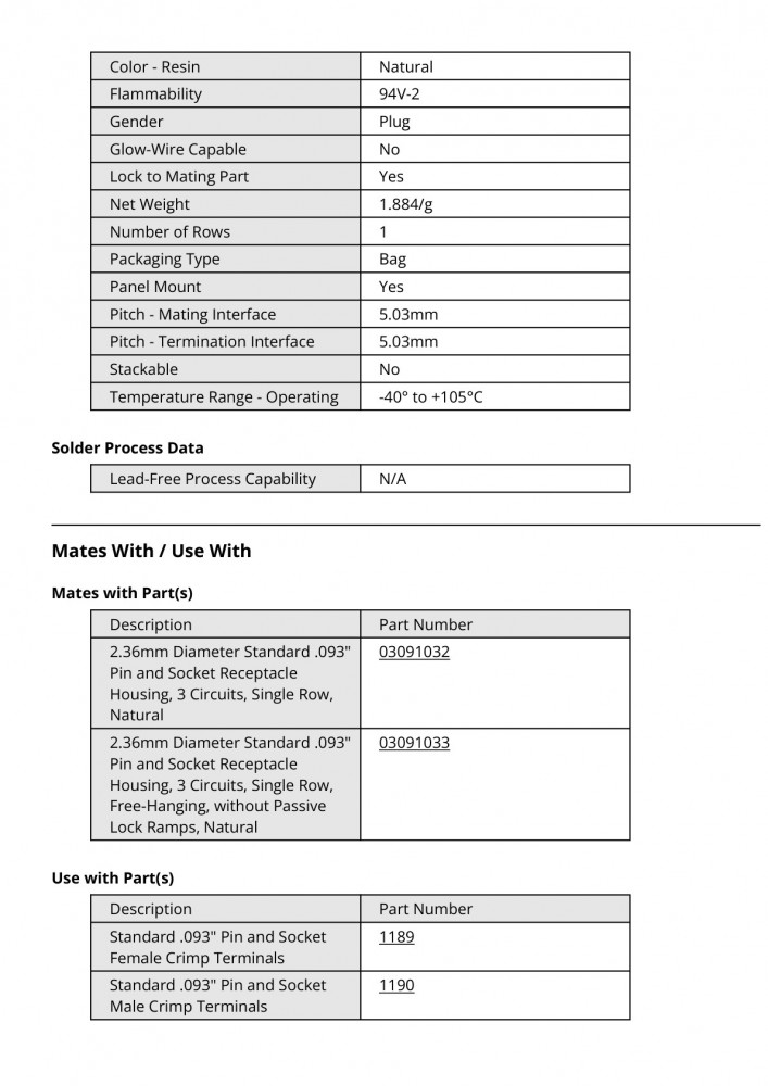 Molex product document preview, page 3