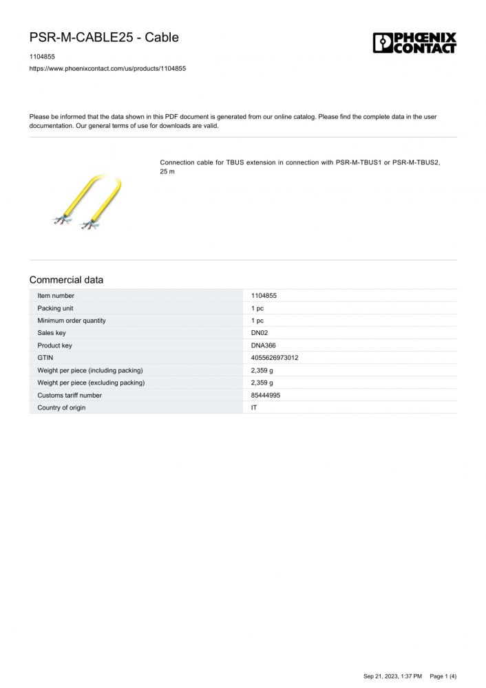 Phoenix Contact 1104855 document page 1