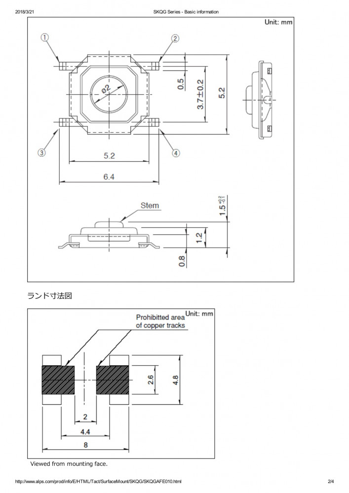 SKQGAFE010 recommended land pattern