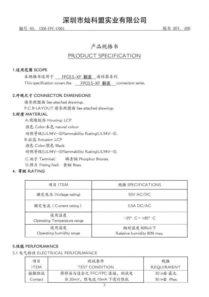 Ckmtw F-FPC0M54P-C310 specification page 4