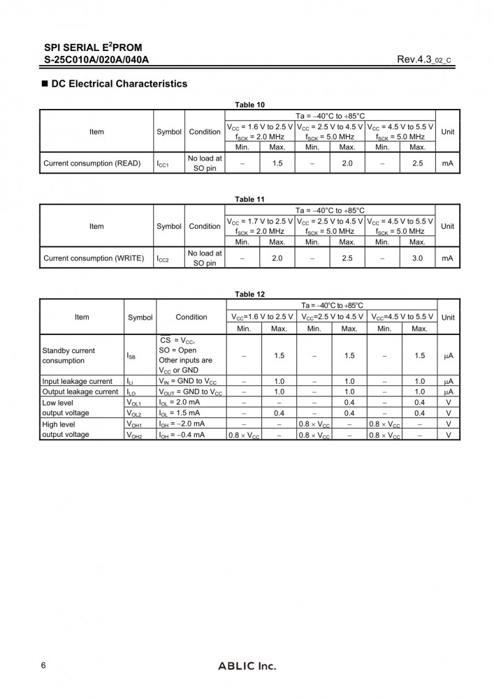 ABLIC S-25C040A0I-K8T3U datasheet page 6