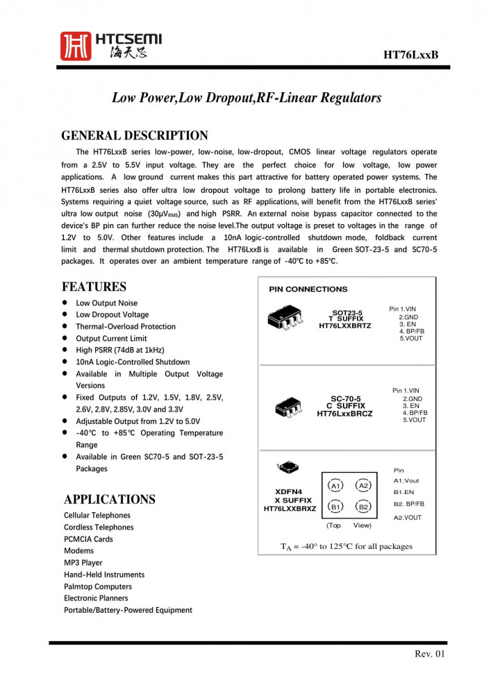 HT76L33BRTZ datasheet page 1