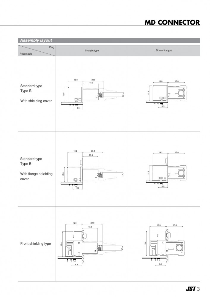 JST MD connector datasheet page 3
