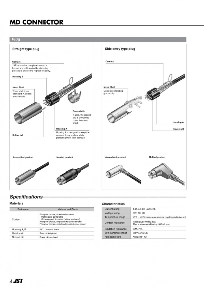 JST MD connector datasheet page 4