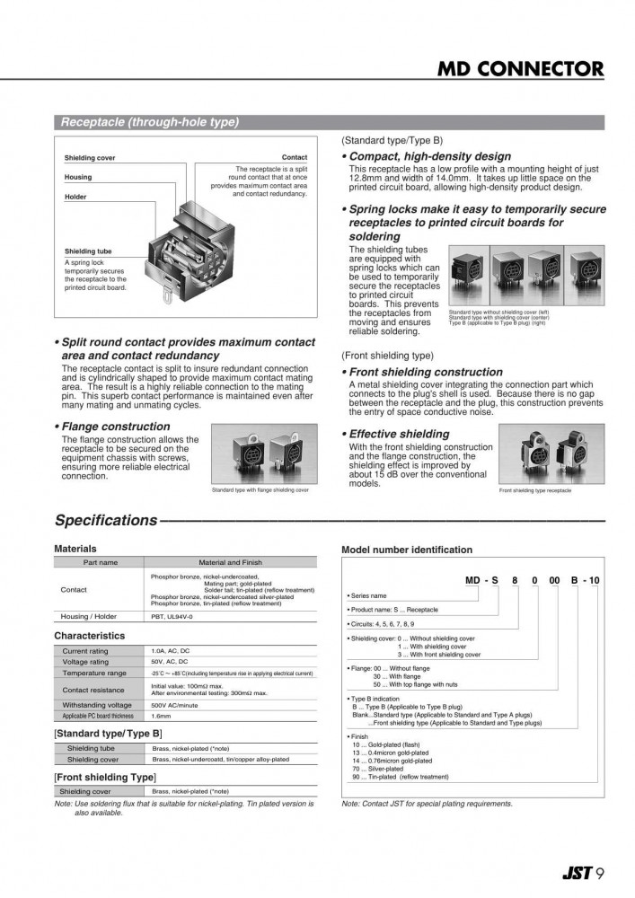 JST MD connector datasheet page 9