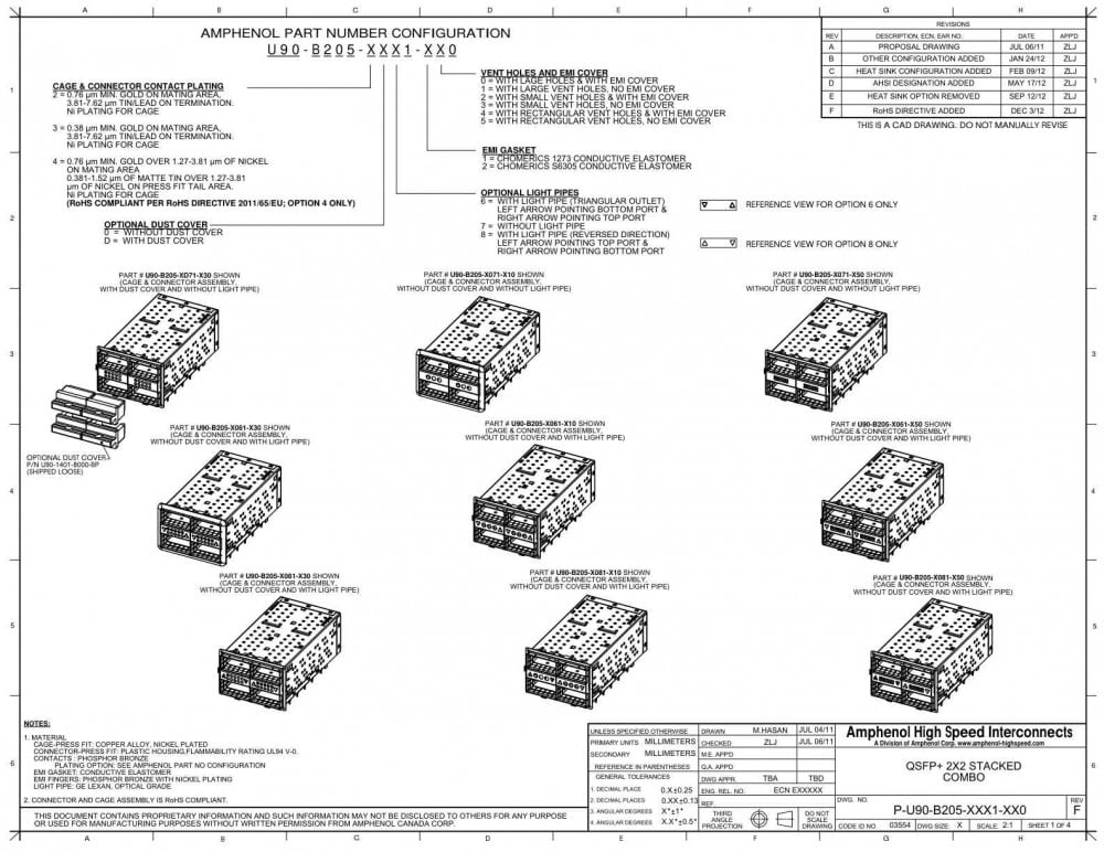 Amphenol U90-B205 drawing page 1