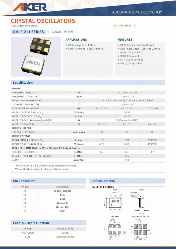 AKER SMLF-211 SERIES technical document preview