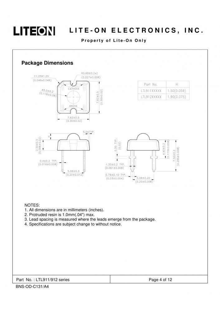 LTL912TBKS datasheet page 4