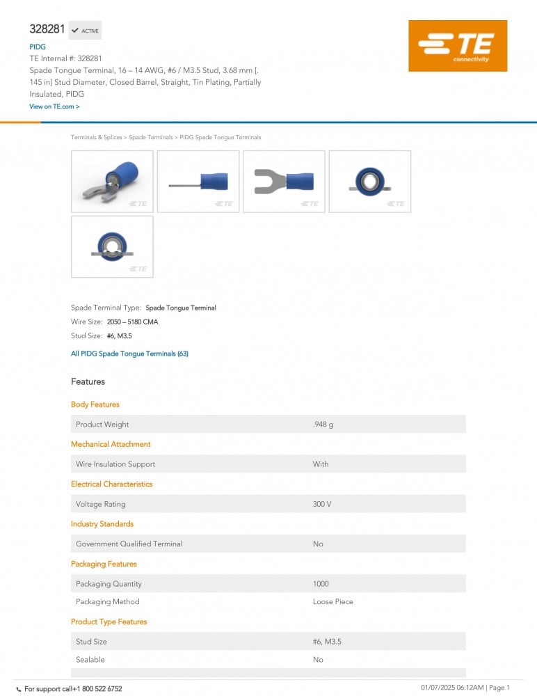 TE Connectivity 328281 document page 1