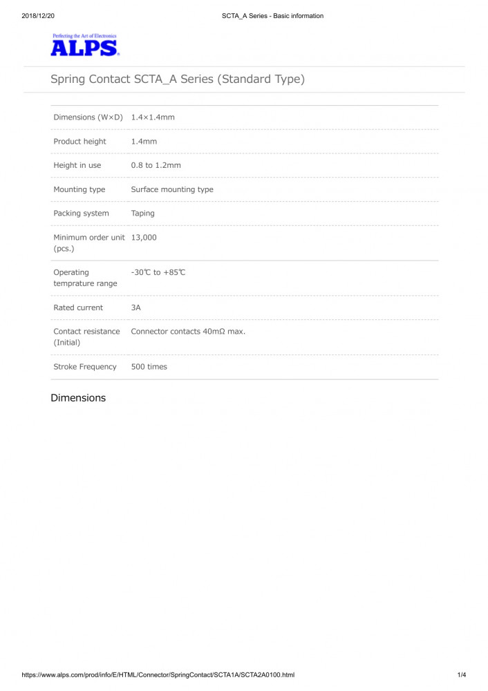 SCTA2A0100 product dimensions reference