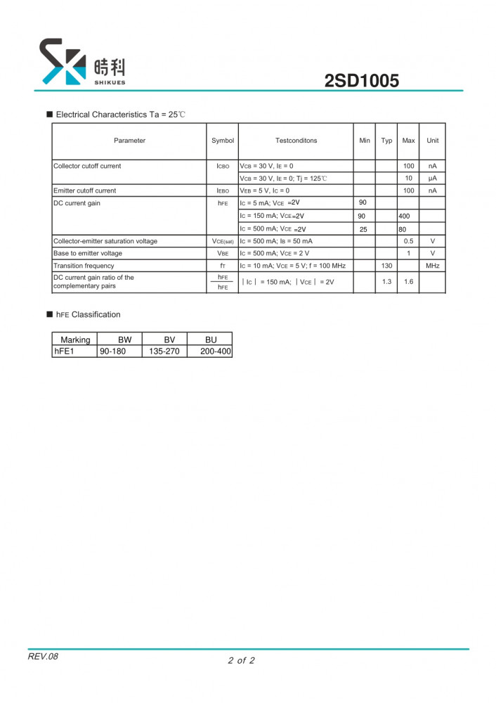 2SD1005 datasheet page 2