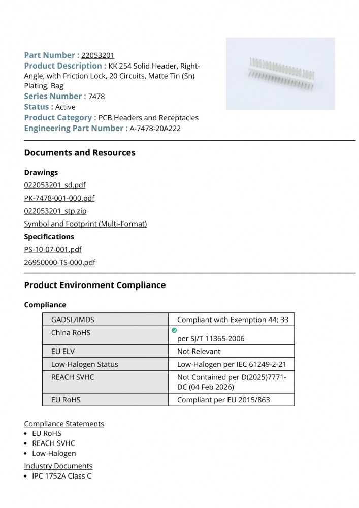 MOLEX 22053201 document image 1