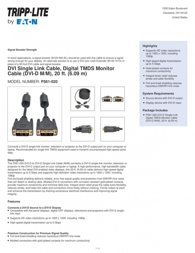 P561-020 technical document page 1