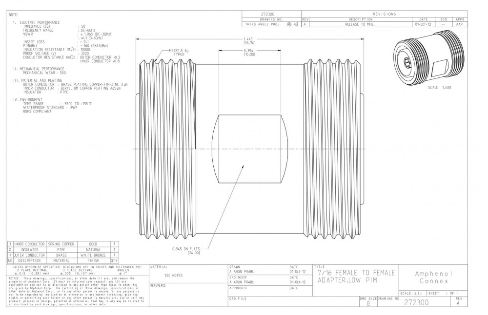 Amphenol 272300 technical drawing preview