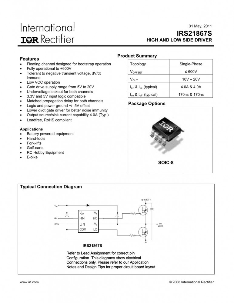 IRS21867 datasheet page 1