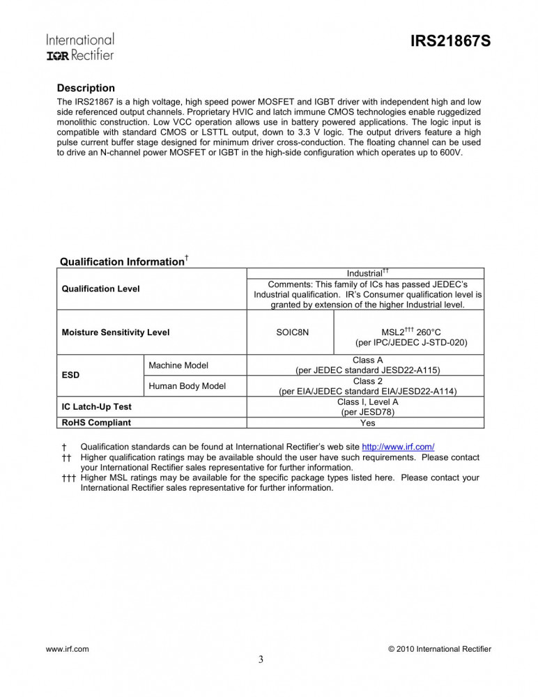 IRS21867 datasheet page 3