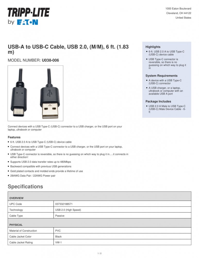U038-006 technical document page 1
