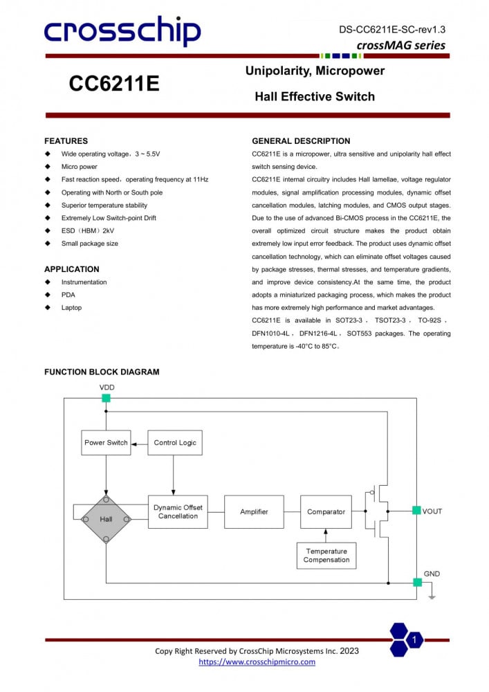 CC6211E datasheet page 1