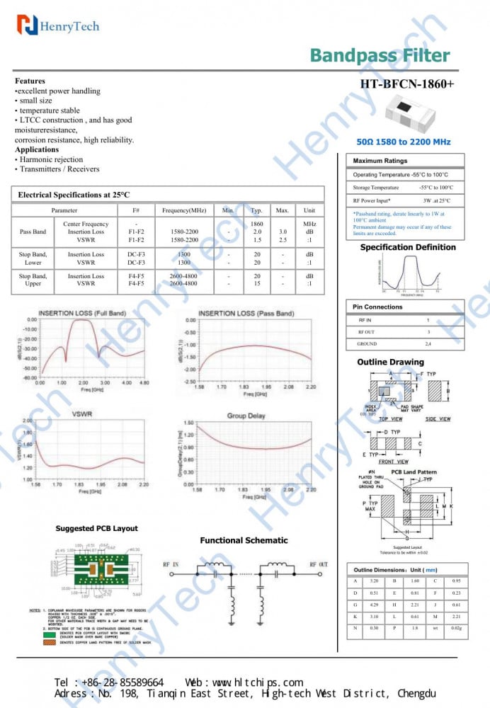 HT-BFCN-1860+ technical datasheet page 1