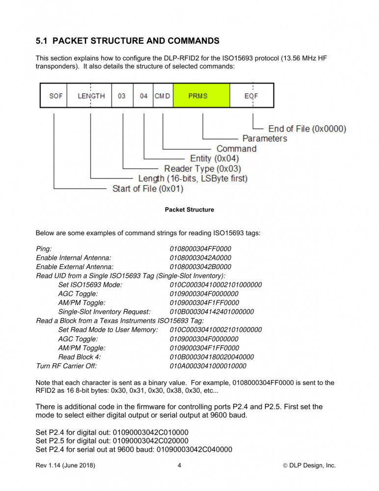 DLP-RFID2D product documentation page 4
