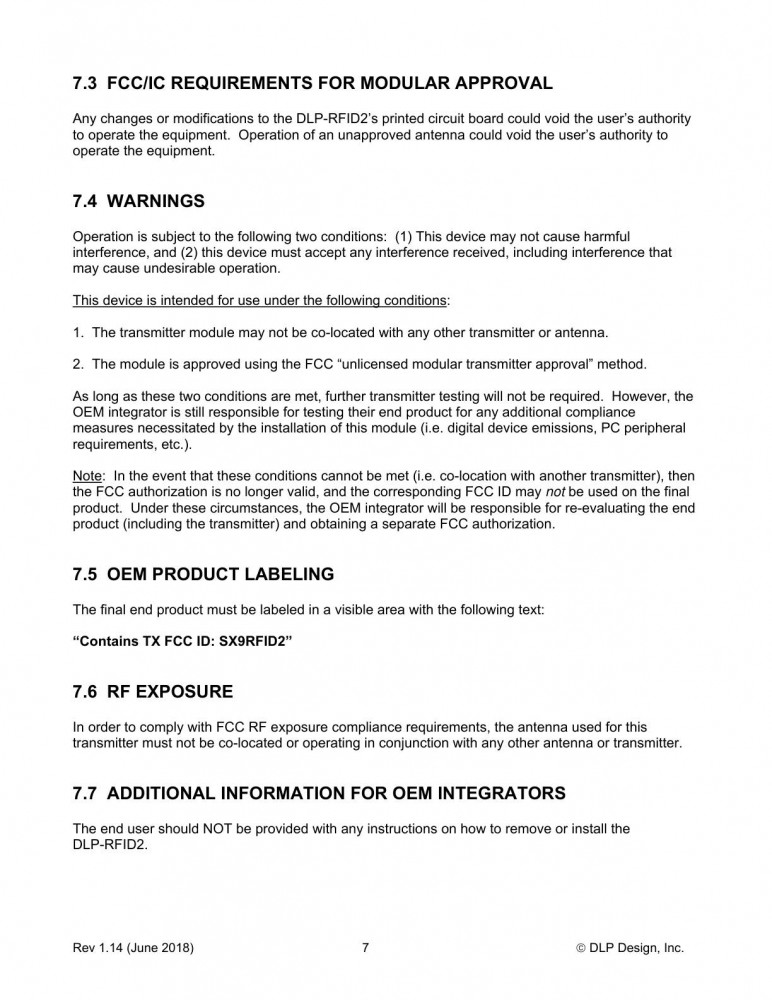 DLP-RFID2D product documentation page 7