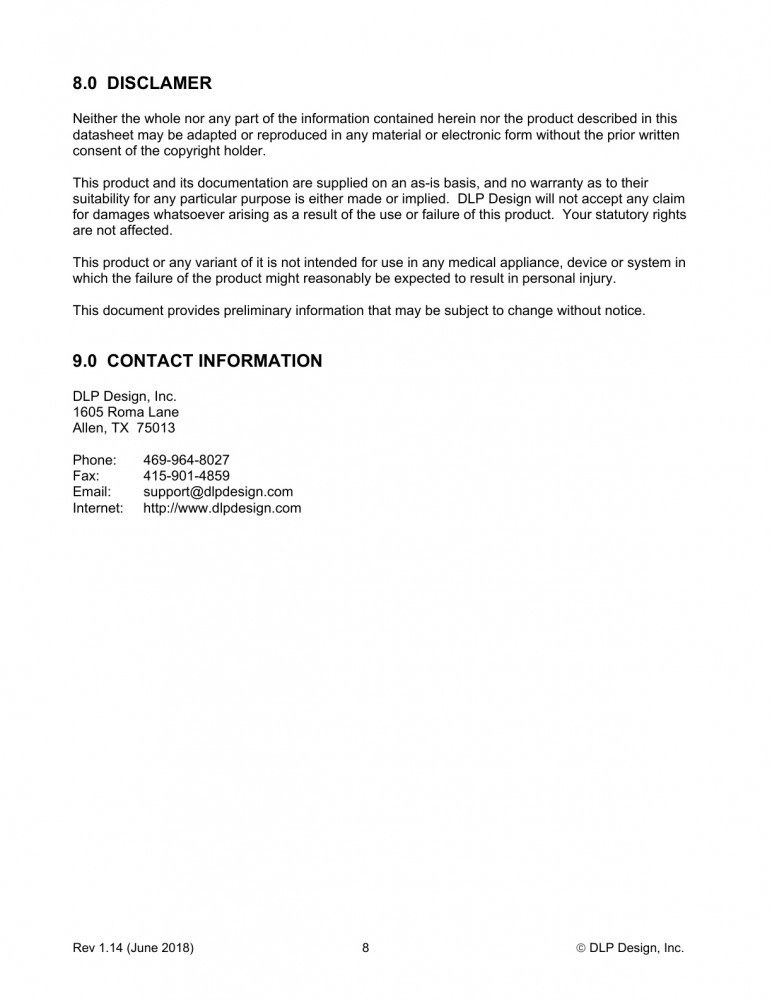 DLP-RFID2D product documentation page 8