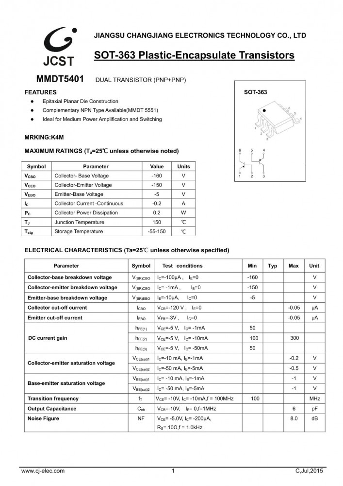 MMDT5401 datasheet page 1