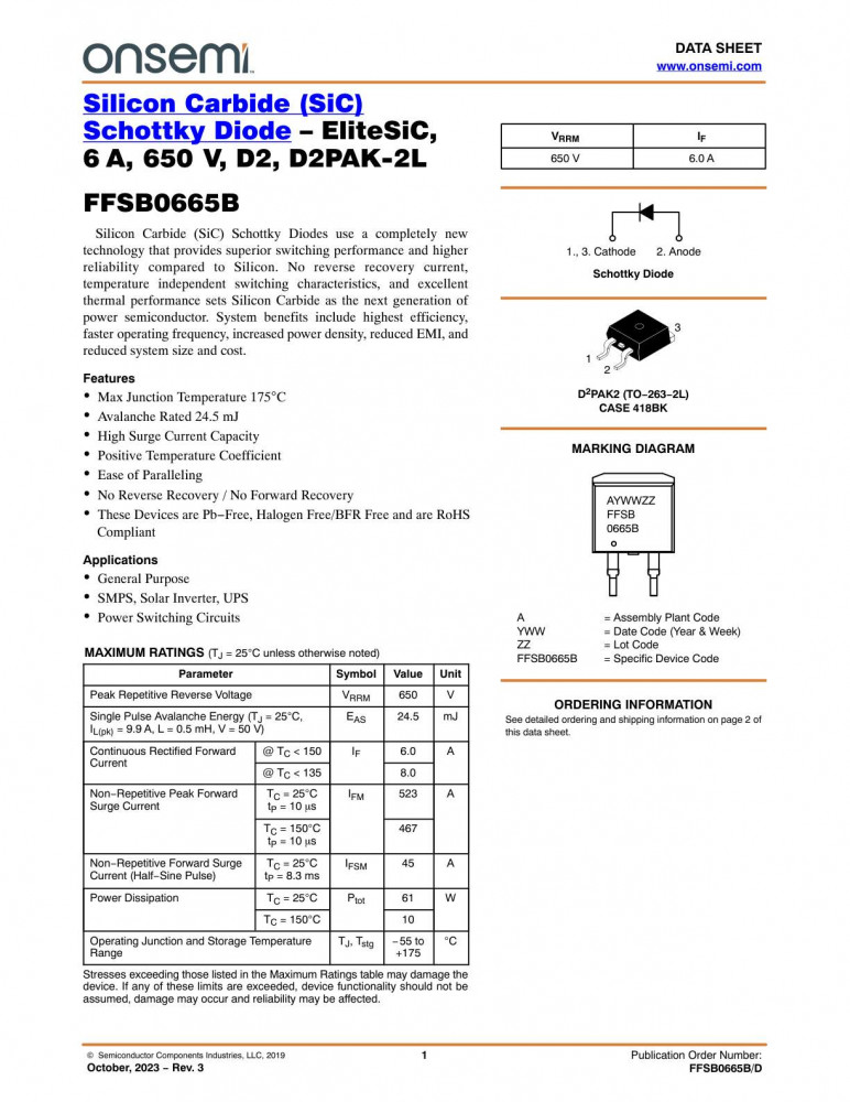 FFSB0665B datasheet page 1