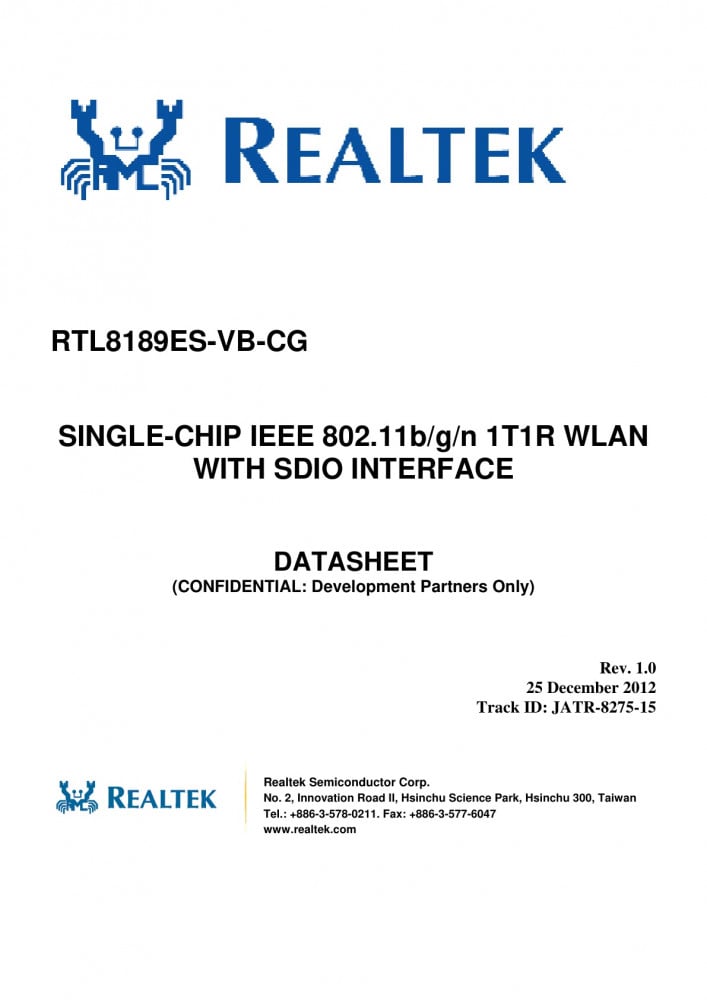 RTL8189ES-VB-CG datasheet page 1