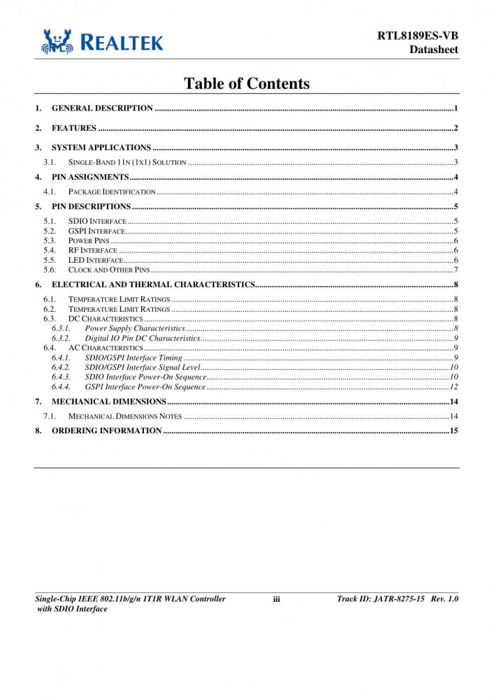 RTL8189ES-VB-CG datasheet page 3