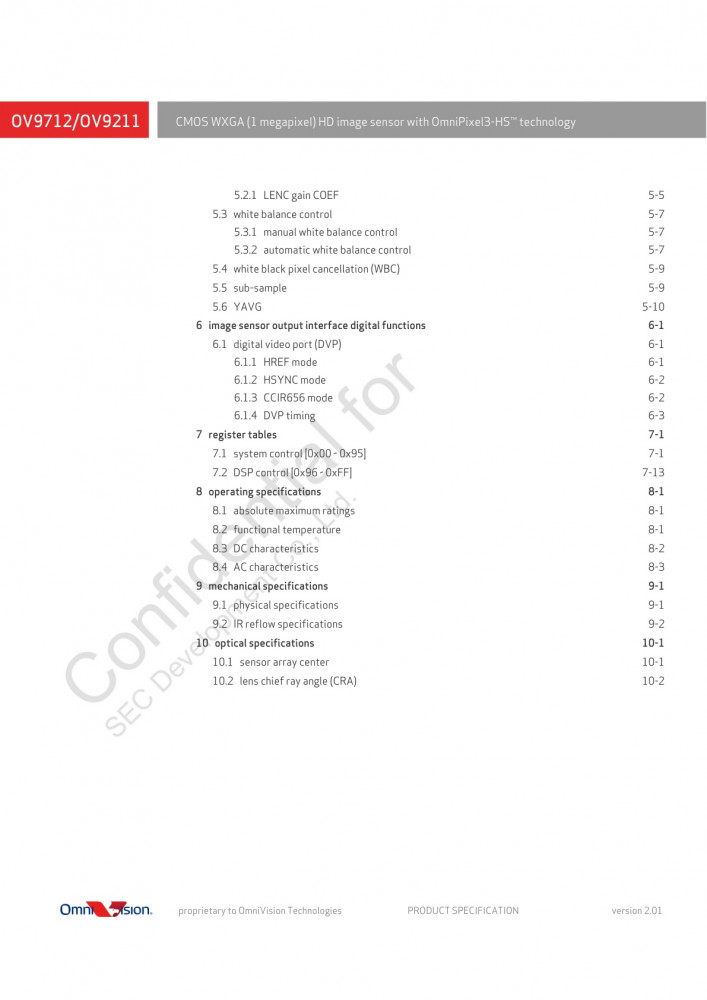 OV09712 datasheet page 6