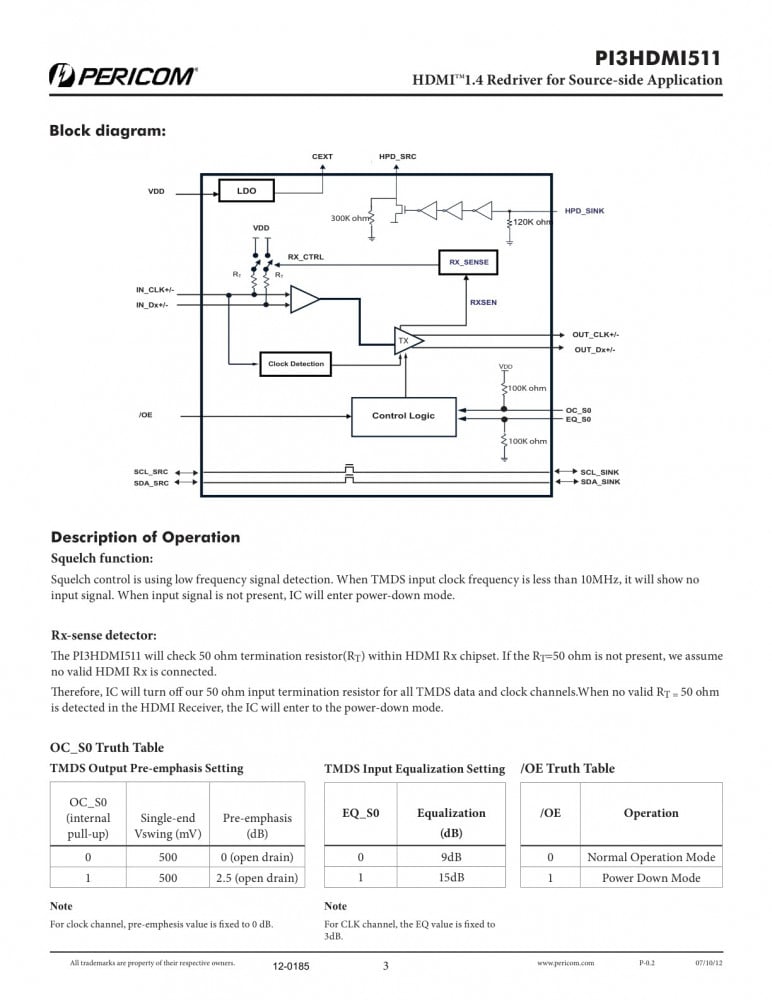 PI3HDMI511 datasheet page 3