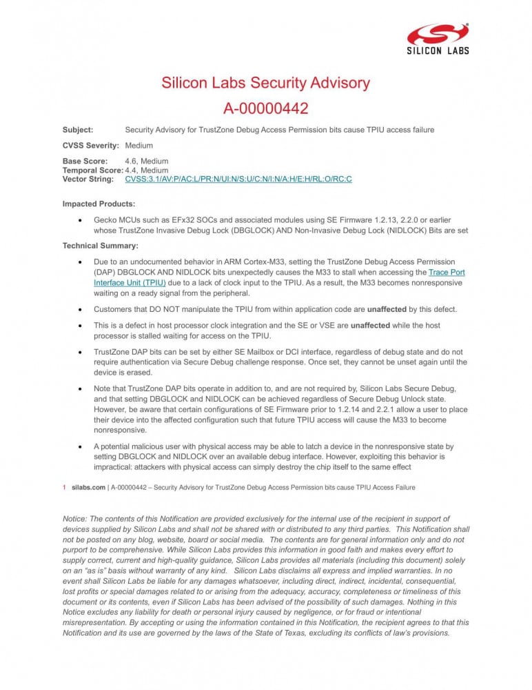 Silicon Labs product document page 1