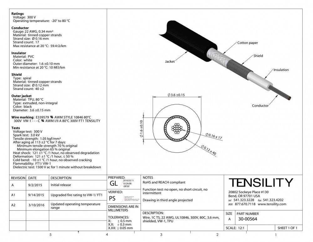 Tensility International 30-00564 product specification drawing