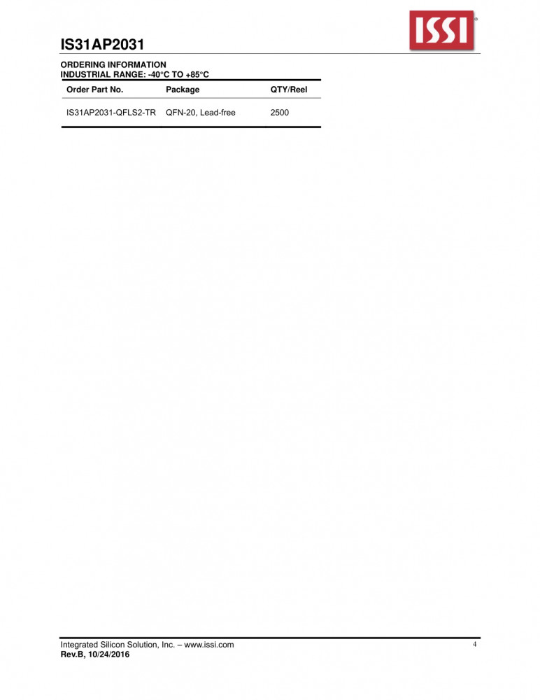IS31AP2031 datasheet page 4
