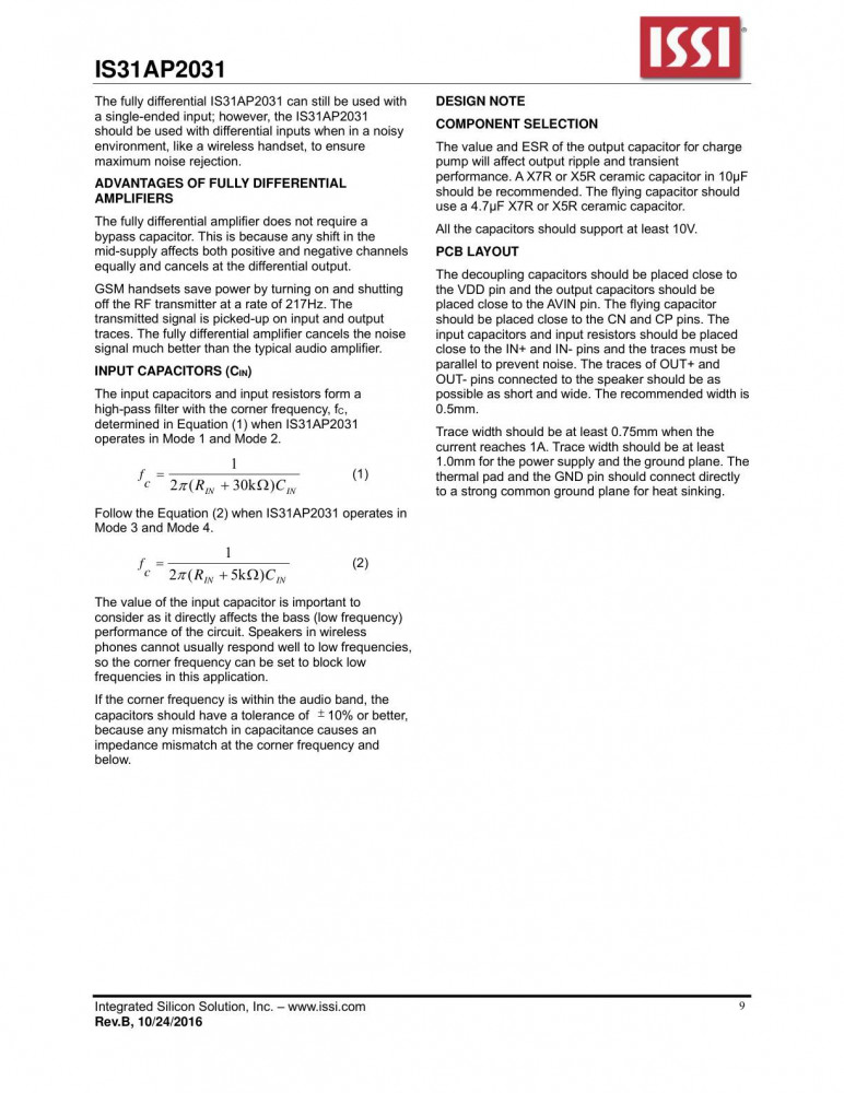 IS31AP2031 datasheet page 9